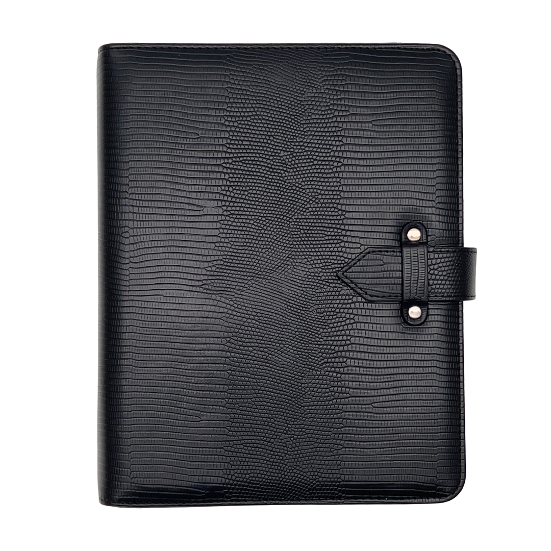Amelia Simulated Leather Strap Ring Classic Binder - Black | Tonya ...